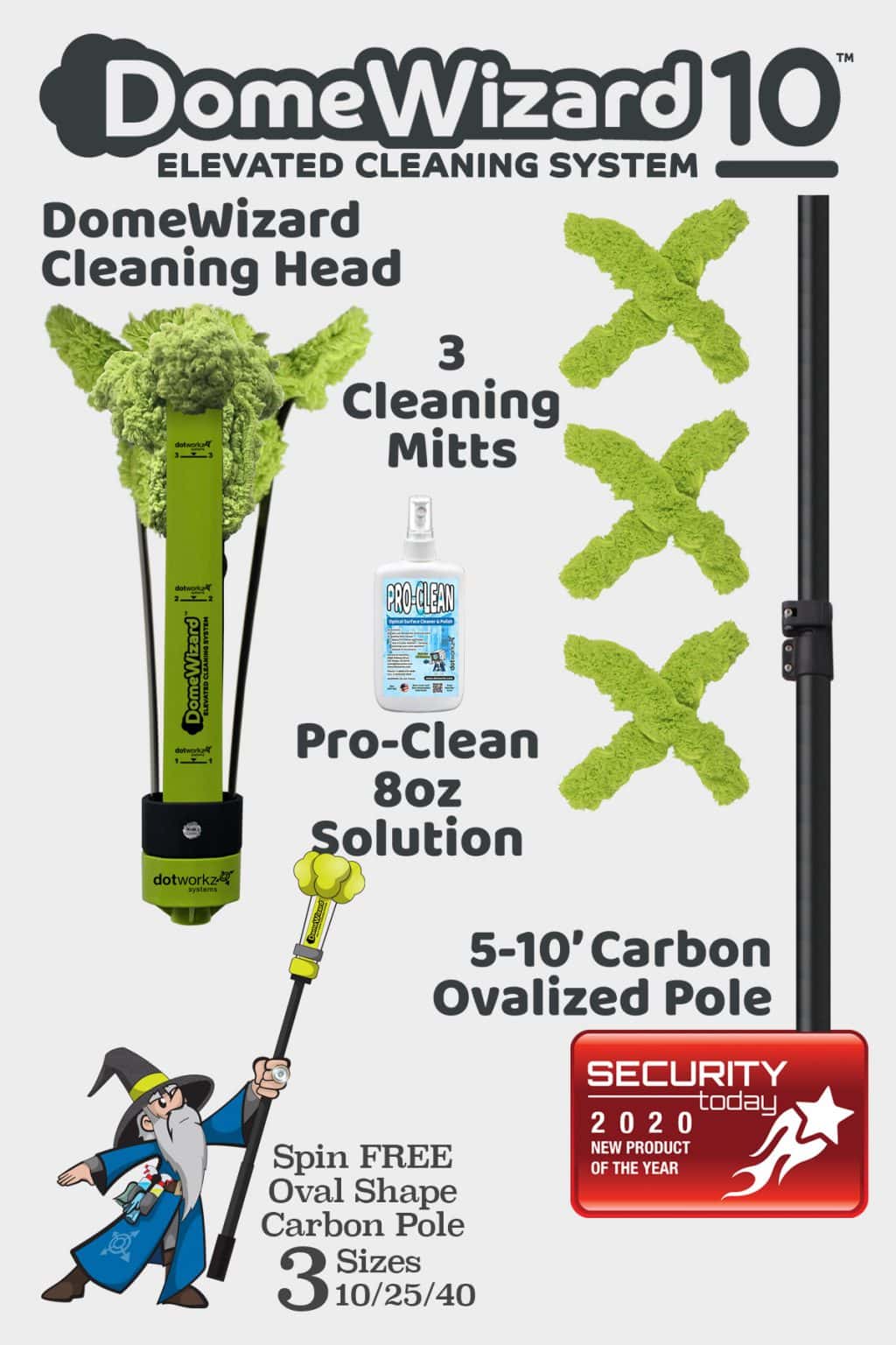 DomeWizard 10 - Elevated Cleaning System with Multiple Cleaning Modes - HD Relay